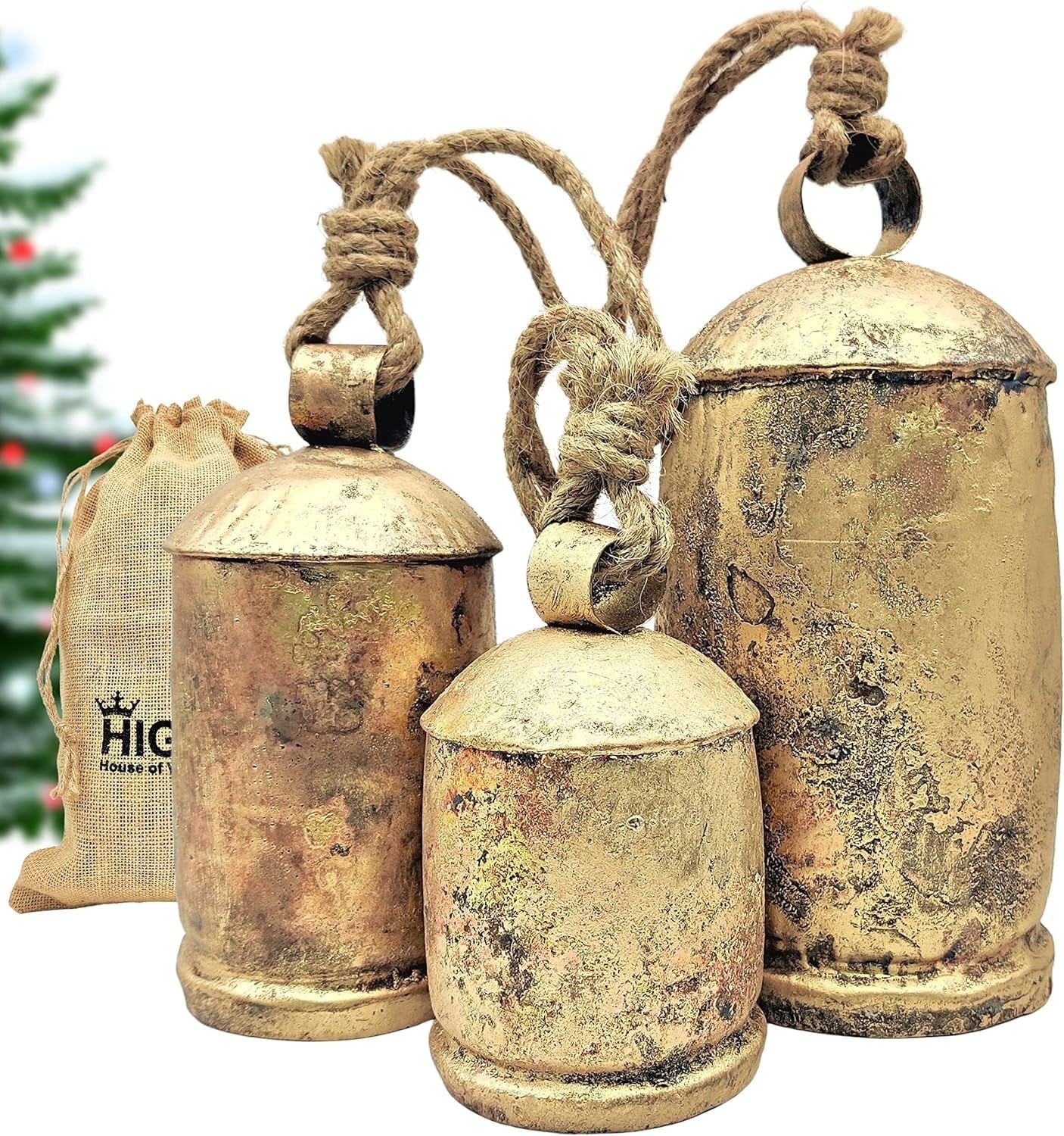 HIGHBIX Set of 3 Giant Harmony Cow Bells Huge Vintage Handmade Rustic ...