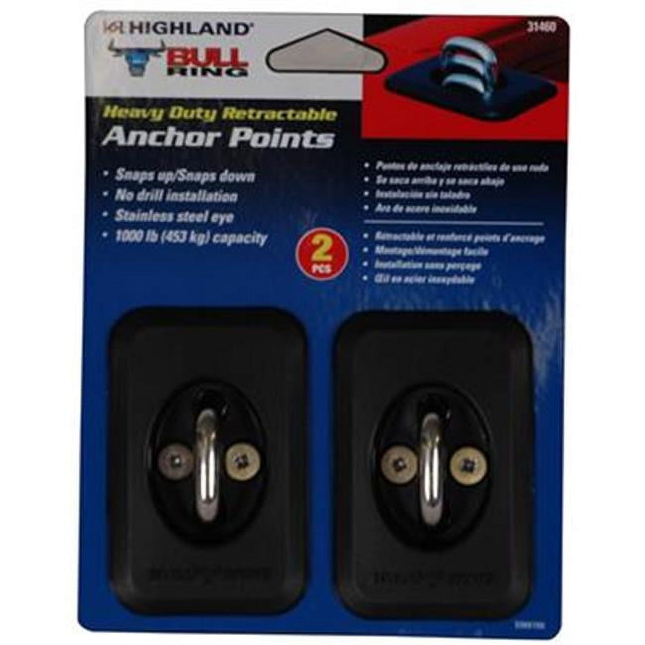 HIGHLAND 3146000 Tie Down Anchor Stake Pocket Mount - Silver, Black ...