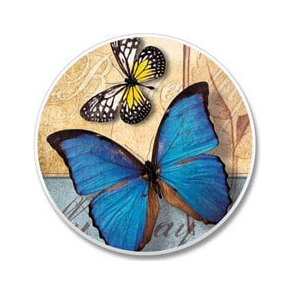 Highland Woodcrafters 300028 2.6 Blue Morpho Ceramic Car Coaster - Pack ...
