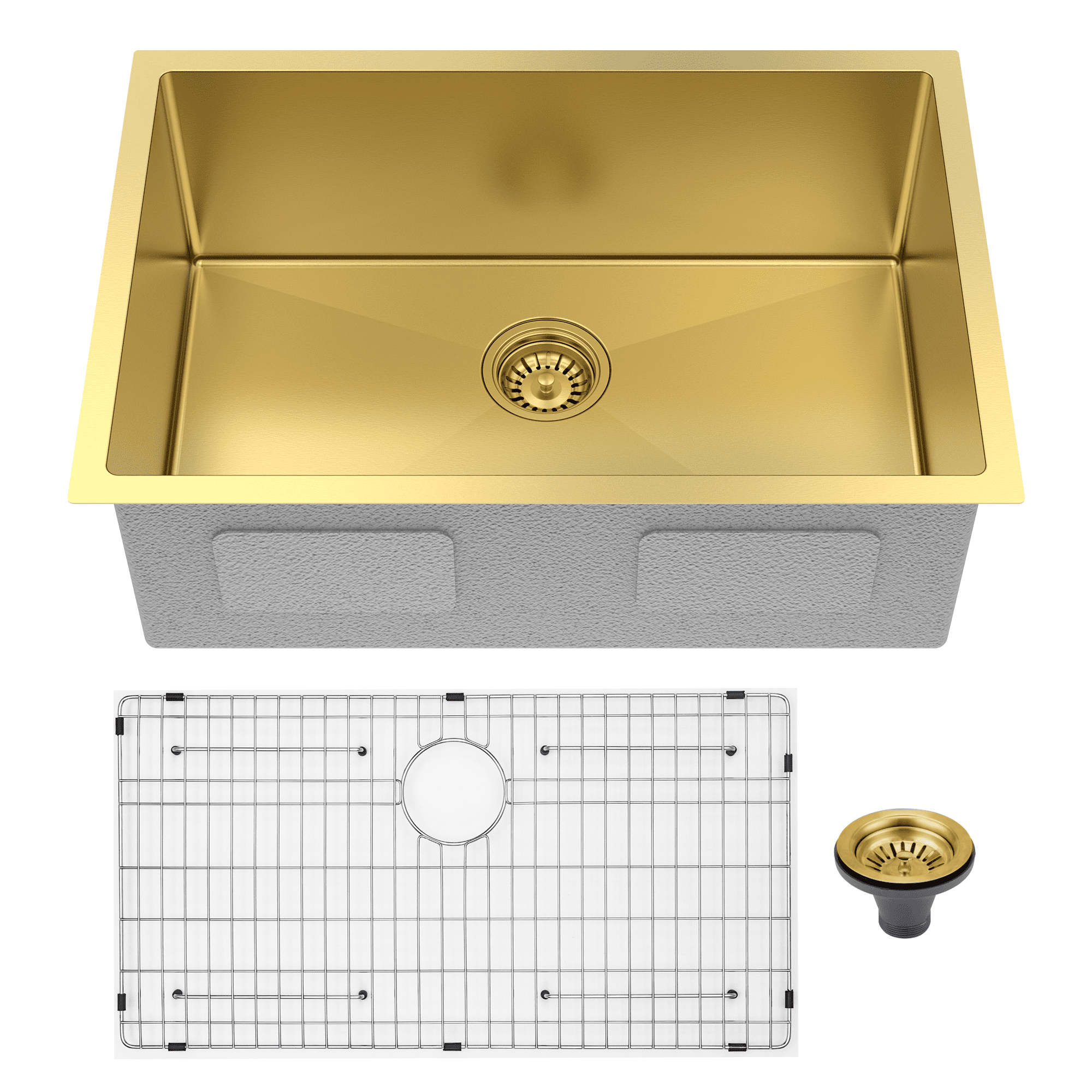HIGOLD 27 inch Single Bowl Undermount Kitchen Sink,Stainless Steel PVD ...