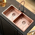 HIGOLD 33 inch Double Bowl Undermount Kitchen Sink, 33"×18"×10" Nano ...