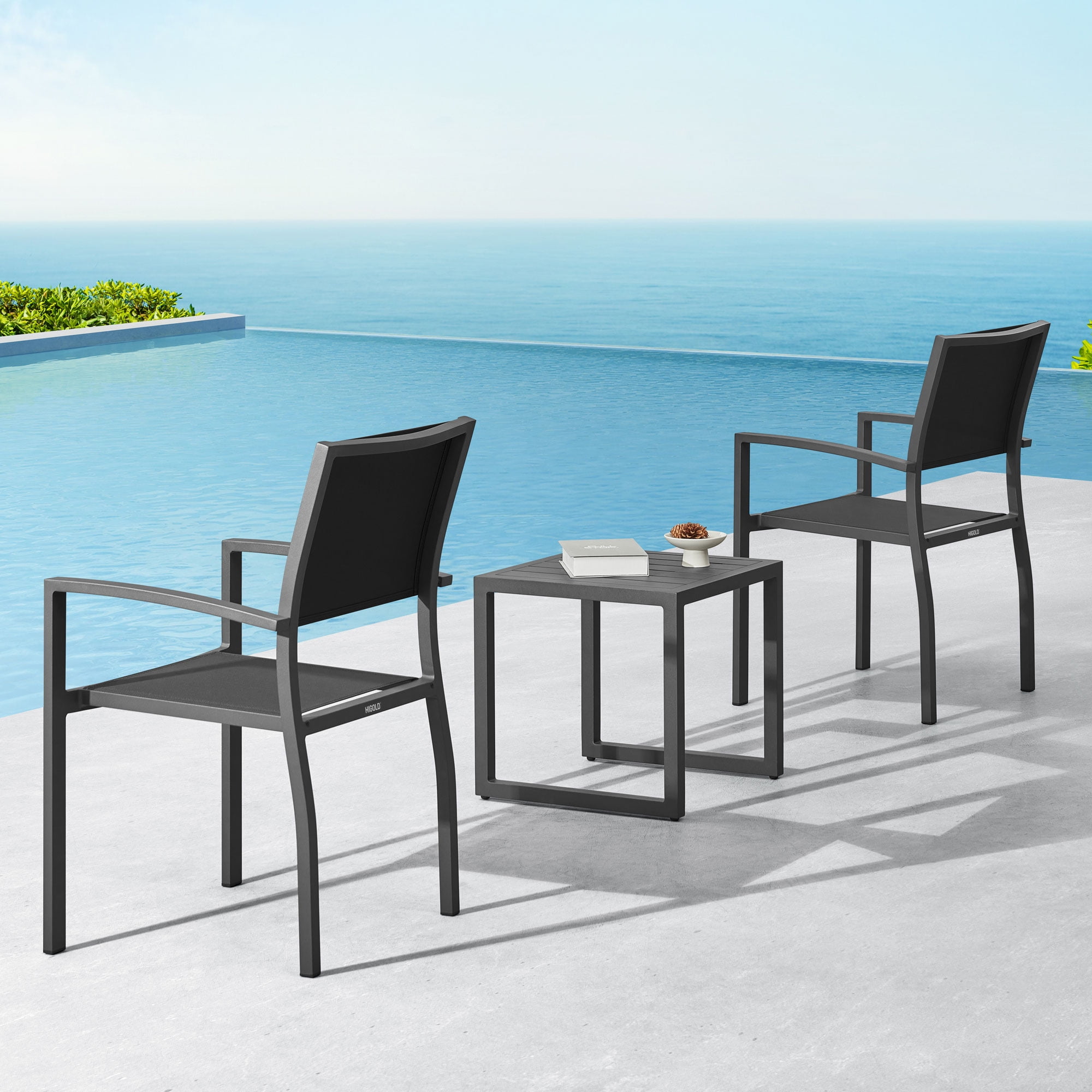 HIGOLD Carlo 3 Pieces Small Patio Bistro Sets, Metal Outdoor Balcony ...