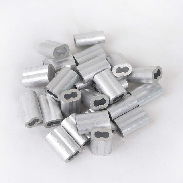 HIGOOD Wire Rope Sleeve, for Wire Rope Dia. 3/16", Aluminum Alloy, PK ...