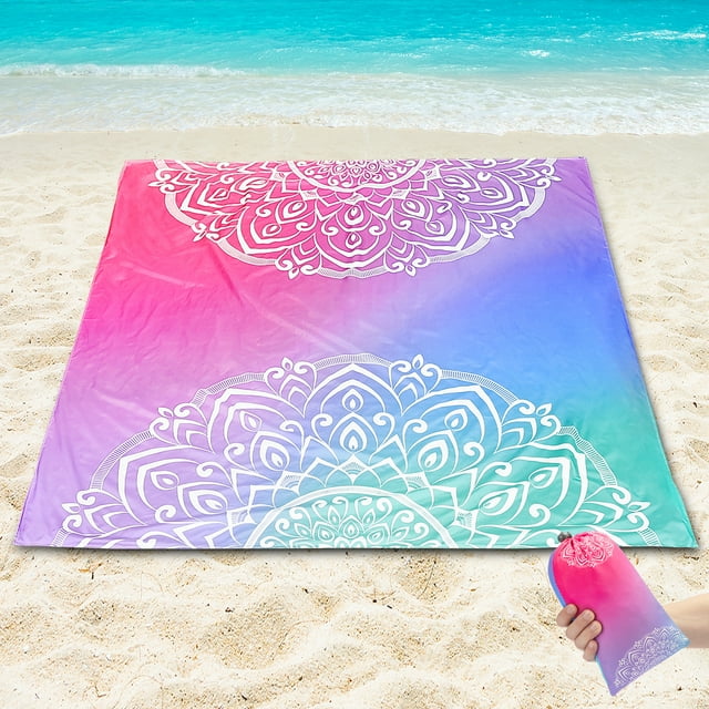 HIHOHO Beach Blankets Sandproof Beach Mat 79" x 83" for 1-3 Adults ...
