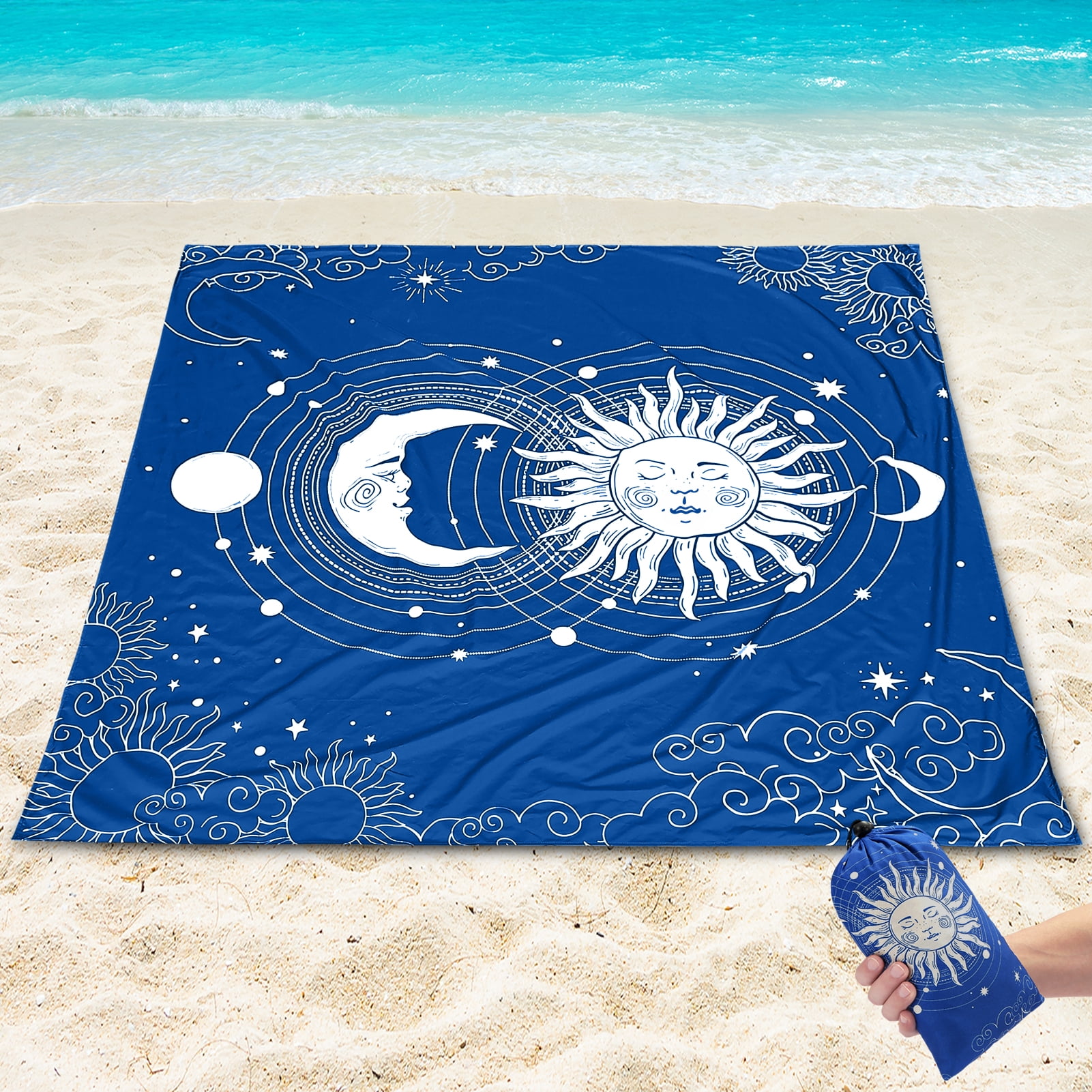 HIHOHO Beach Blankets Sandproof Beach Mat 79" x 83" for 1-3 Adults ...