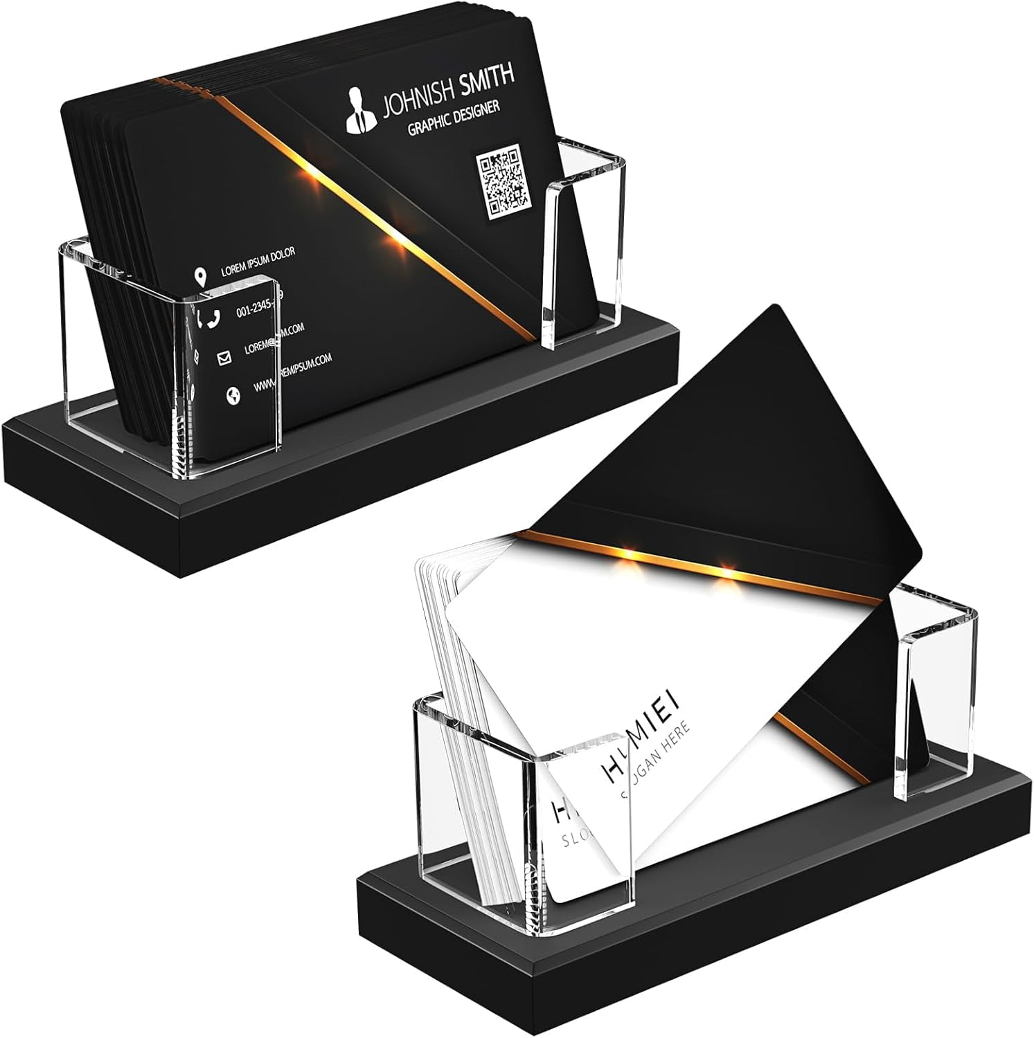 HIIMIEI Business Card Holder Acrylic: 2 Pack Business Card Display for ...