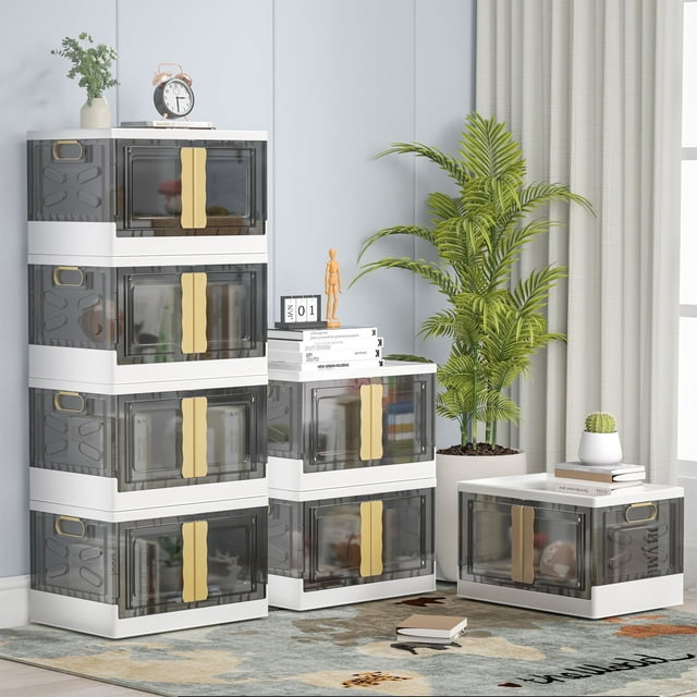 HIJOB Large 25 Gallon Stackable Storage Box with Lid, Clear Plastic ...