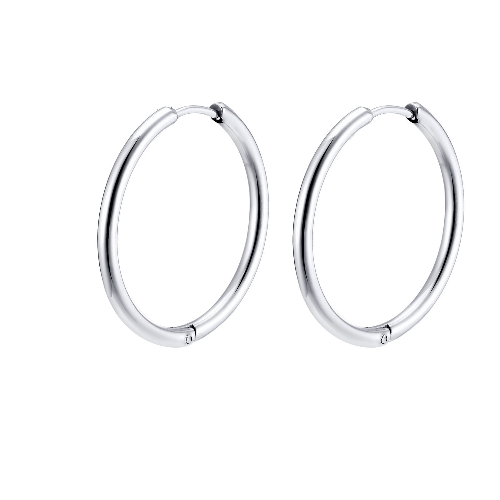 HIJONES Classic Round Hoops Unisex Stainless Steel Minimalist Polished ...