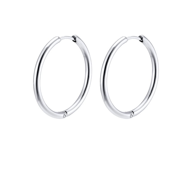 HIJONES Classic Round Hoops Unisex Stainless Steel Minimalist Polished ...