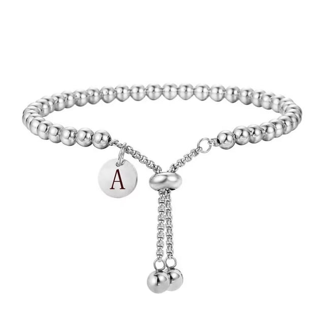 HIJONES Initial Bracelet for Women Stainless Steel Adjustable Slider ...
