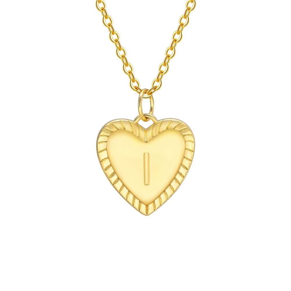 HIJONES Initial Love Heart Necklace Stainless Steel Letters Necklace ...