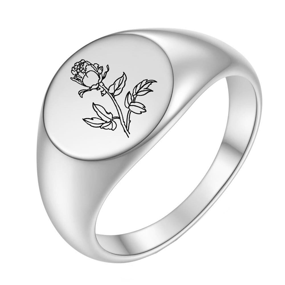 HIJONES Men Women's 12mm Round Rose Flower Stainless Steel Polished ...