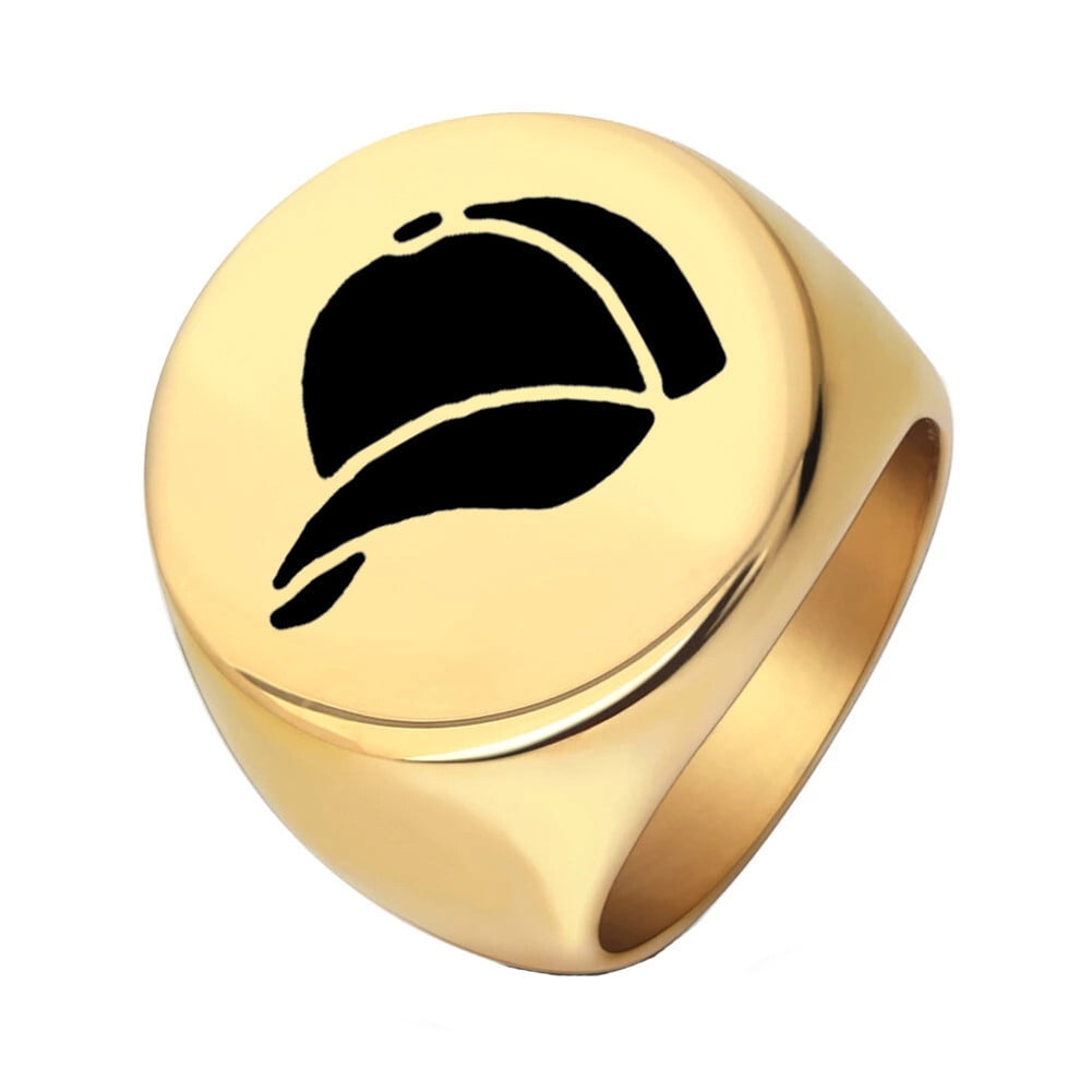 HIJONES Men Women's Baseball Cap Stainless Steel Polished Ring ...