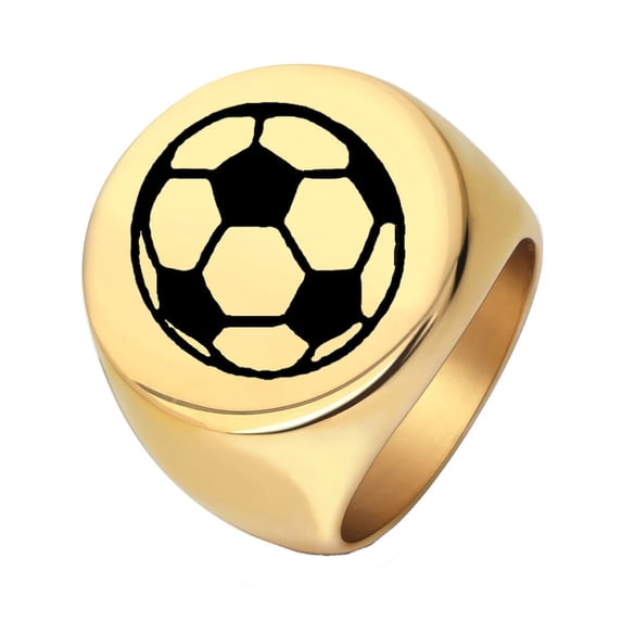 HIJONES Men Women's Soccer Stainless Steel Polished Ring Minimalist ...