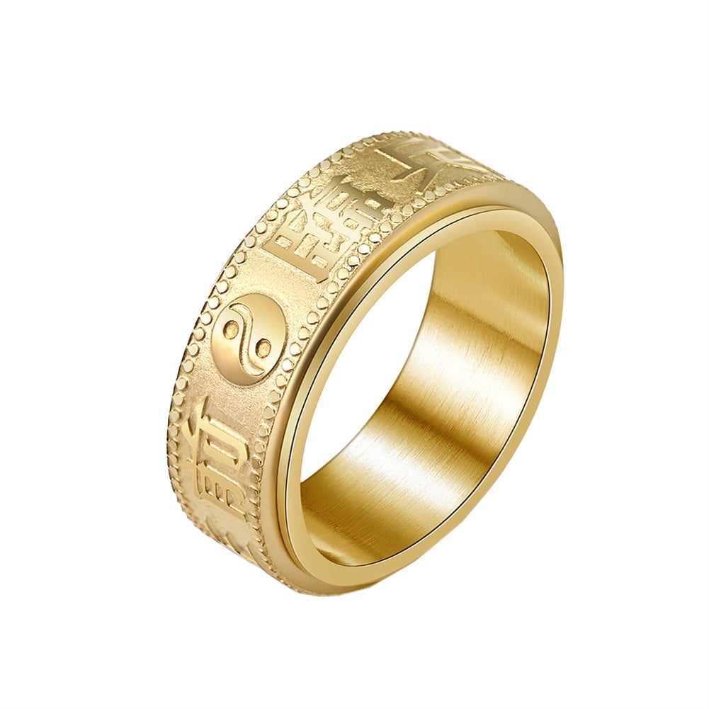 HIJONES Men Women's Stainless Steel Ancient Chinese Nine Character ...