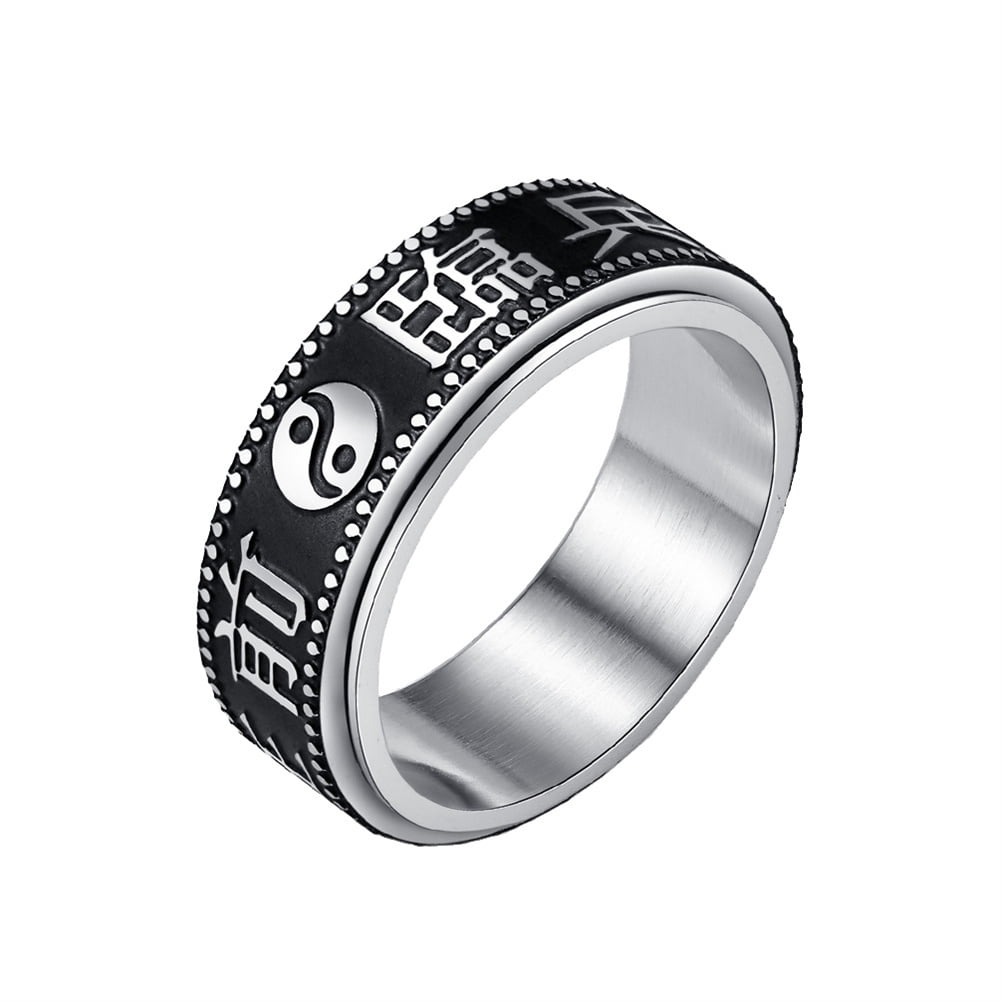 HIJONES Men Women's Stainless Steel Ancient Chinese Nine Character ...