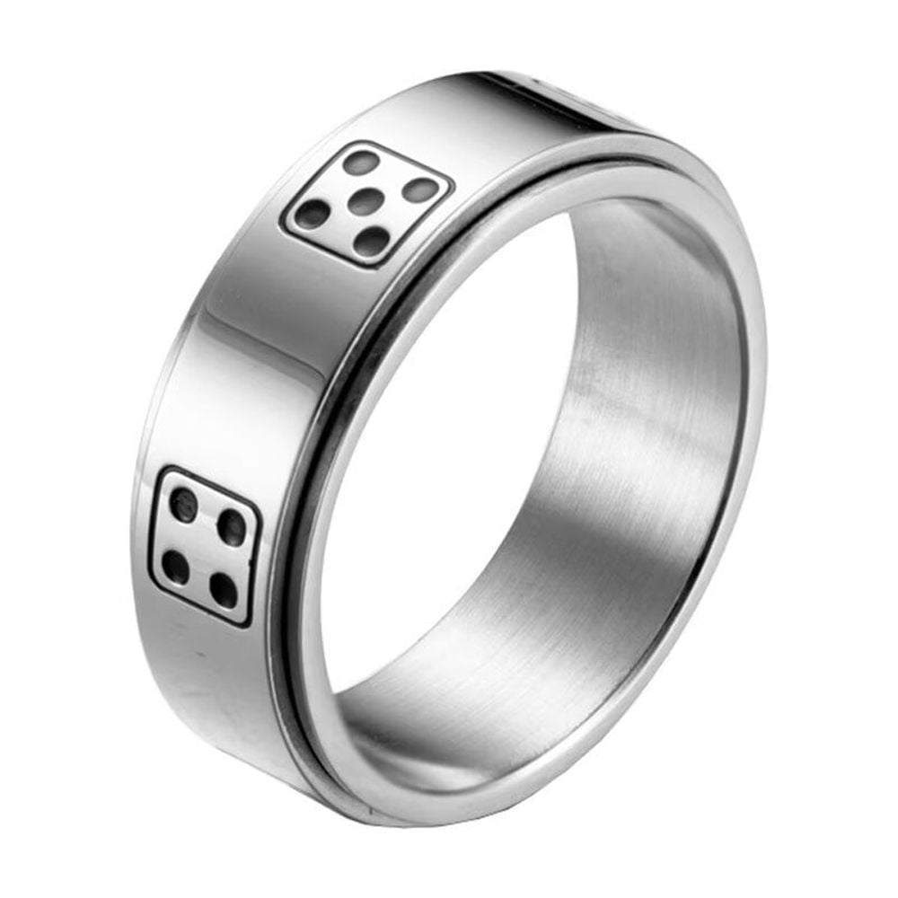 HIJONES Men Women's Stainless Steel Rotatable Ring Dice Game Trendy ...