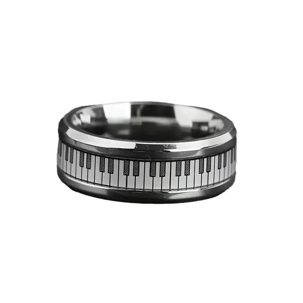 HIJONES Men Women's Stainless Steel Simple Electronic Keyboard Ring 8MM ...