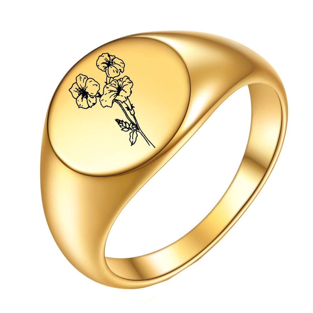 HIJONES Men Women's Trumpet Flower Stainless Steel Polished Ring ...