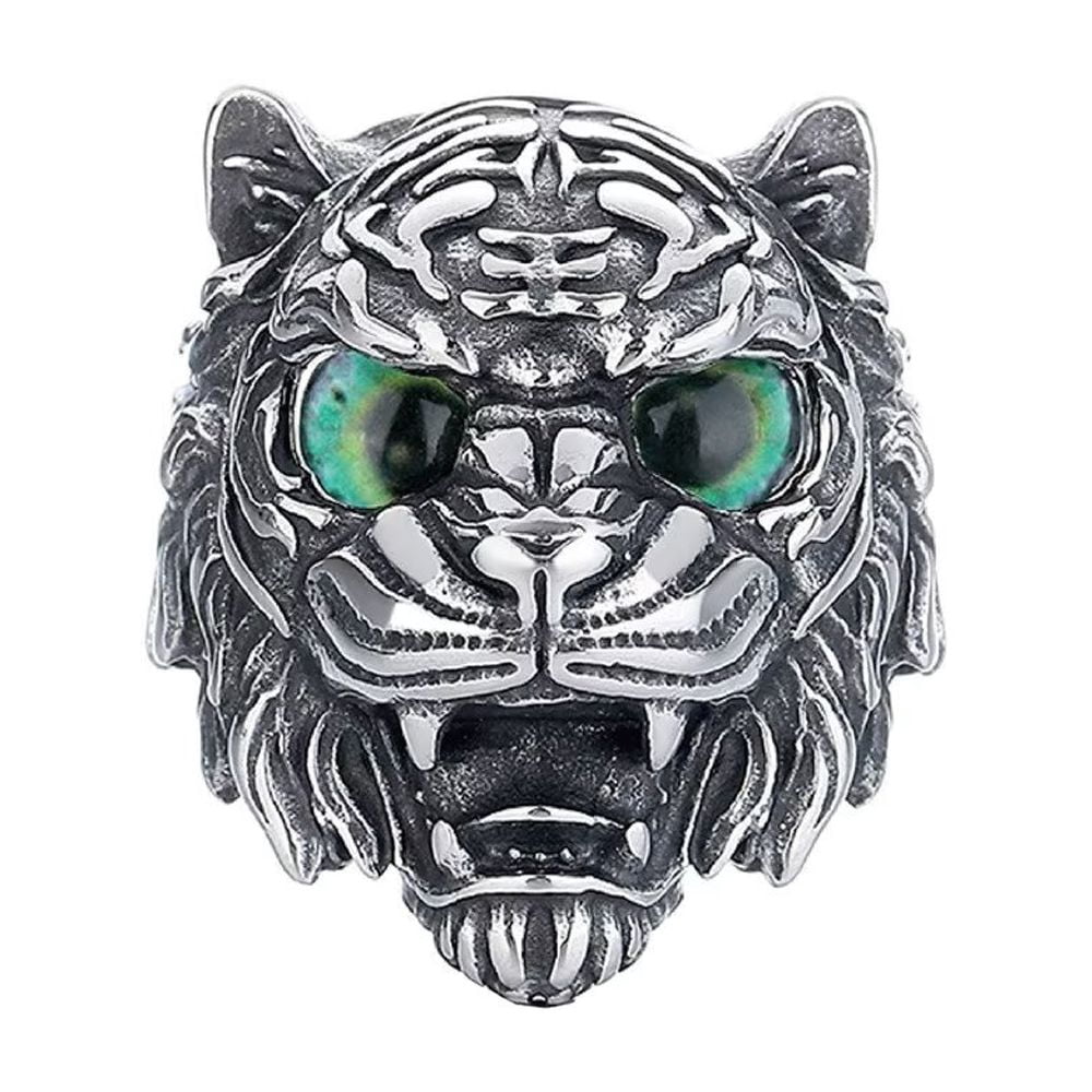 HIJONES Men's Animal Tiger Head Stainless Steel Ring Band High Polished ...