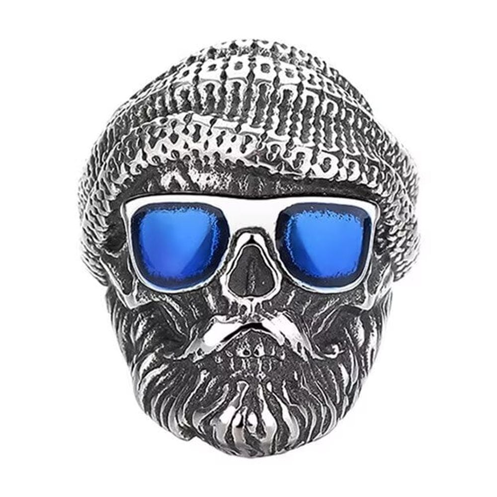 HIJONES Men's Grandpa Ring for Stainless Steel Blue Drip Sunglasses ...