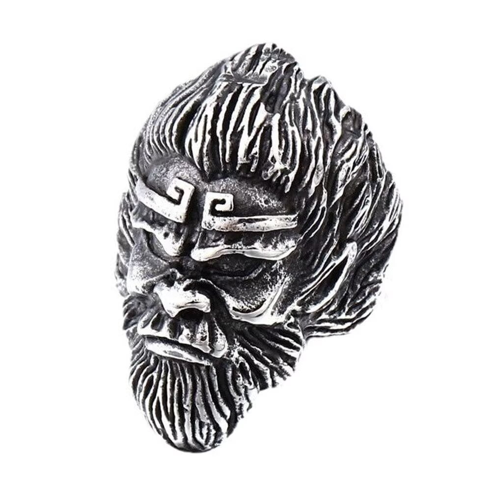 HIJONES Men's Monkey Head Sun Wukong Ring Stainless Steel Vintage Hip ...