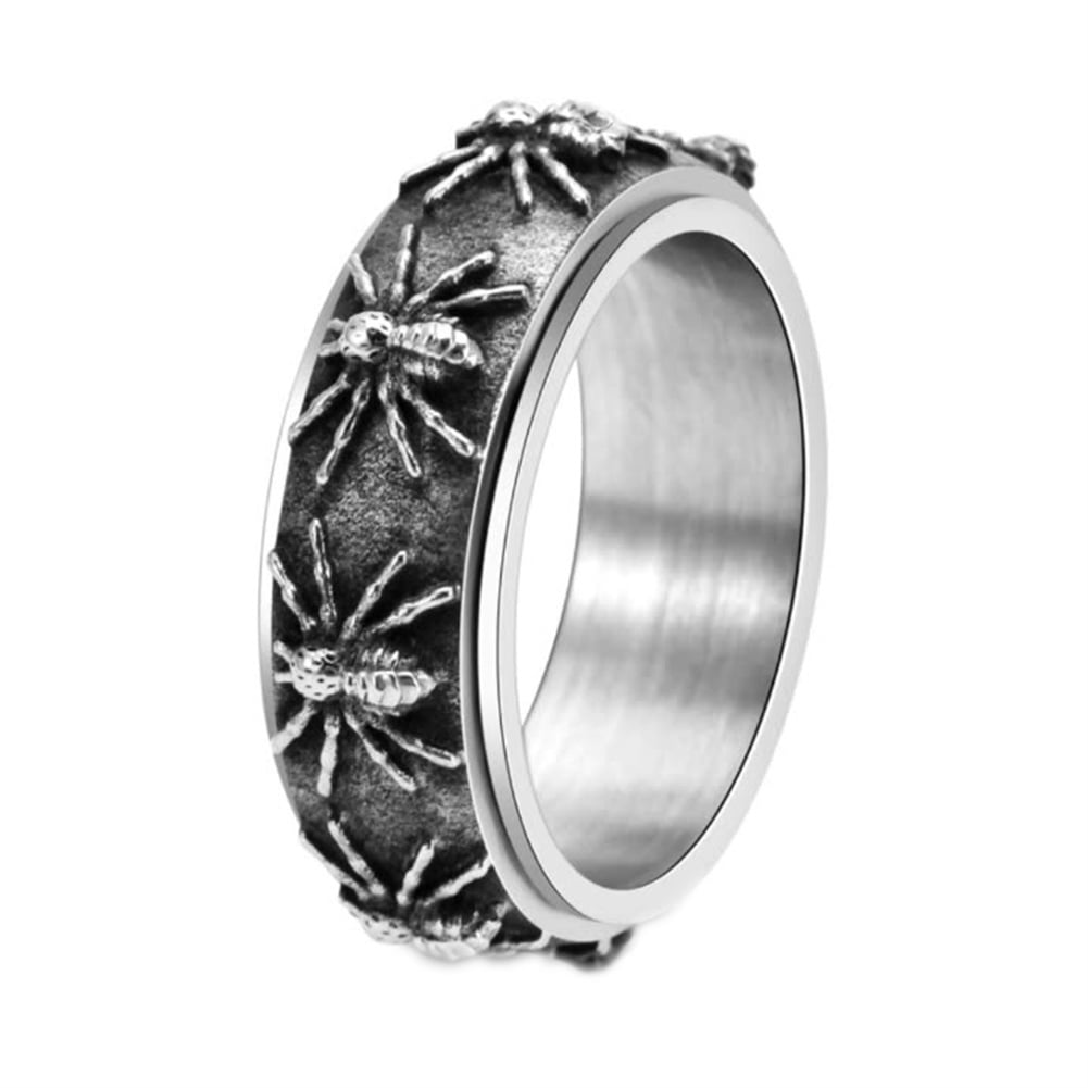 HIJONES Men's Stainless Steel Animal Spider Anxiety Spinner Ring Biker ...