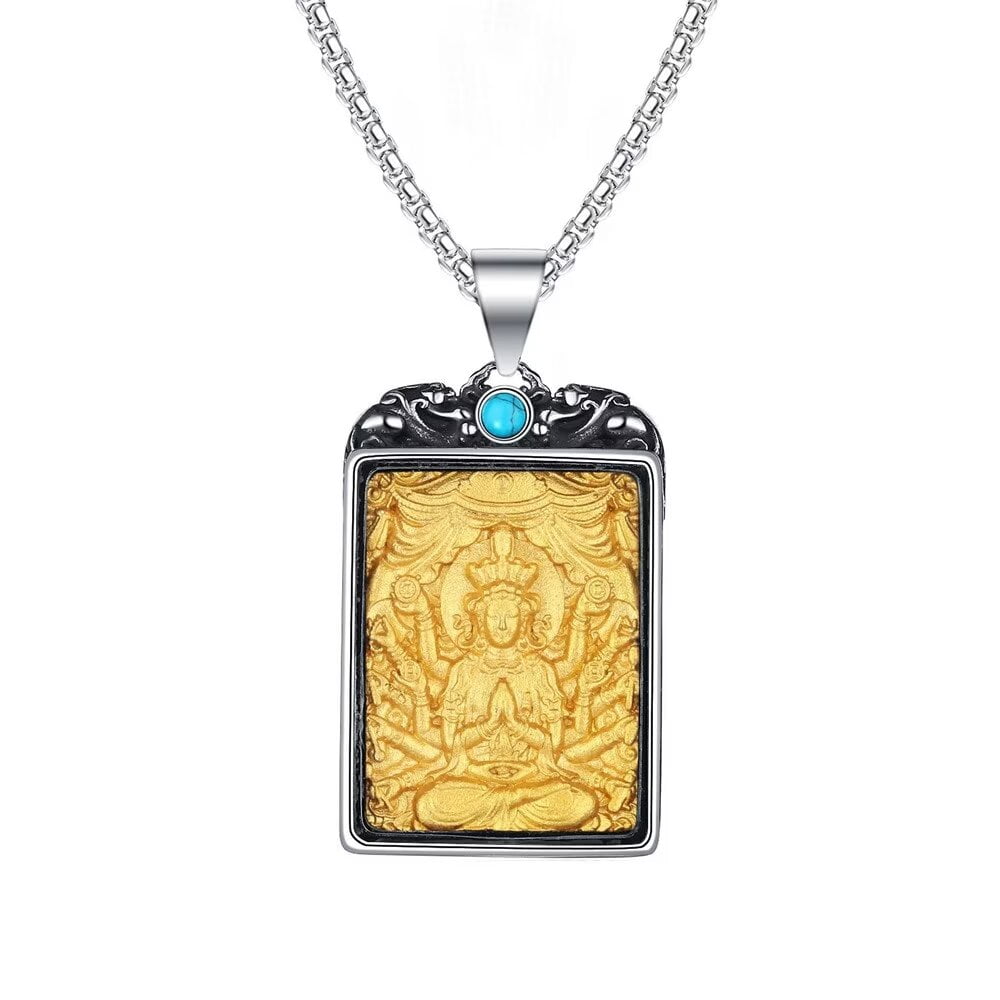 HIJONES Men's Stainless Steel Chinese Zodiac Buddha Pendant Necklace ...