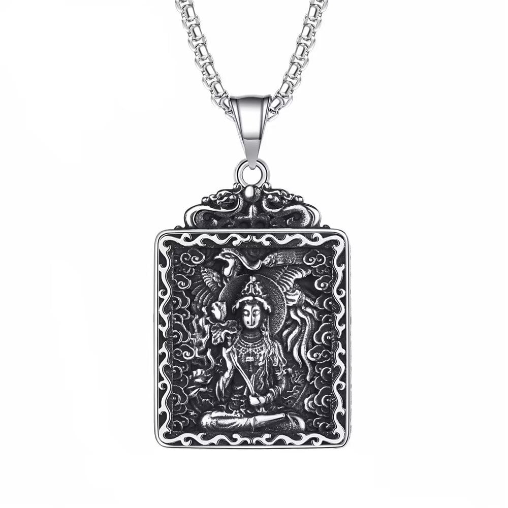 HIJONES Men's Stainless Steel Chinese Zodiac Buddha Pendant Necklace ...