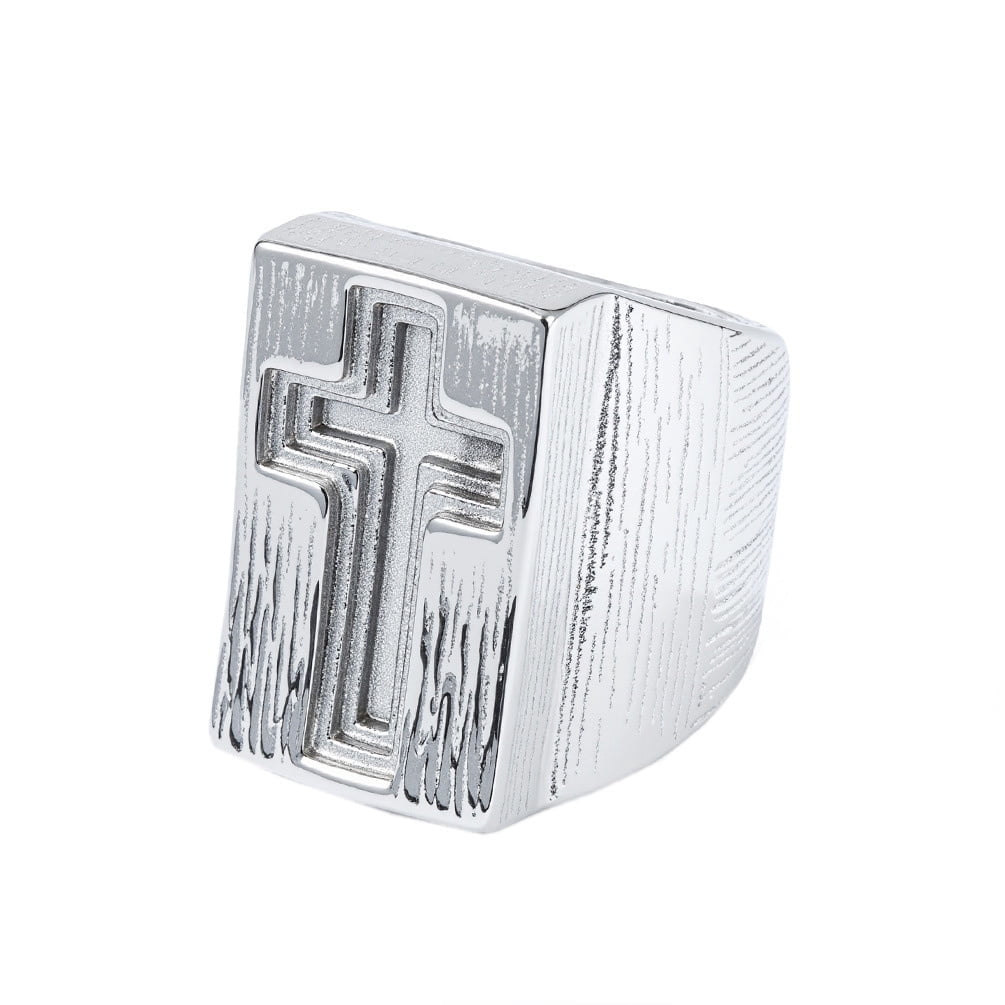 HIJONES Men's Stainless Steel Hammer Christian Cross Religious Signet ...