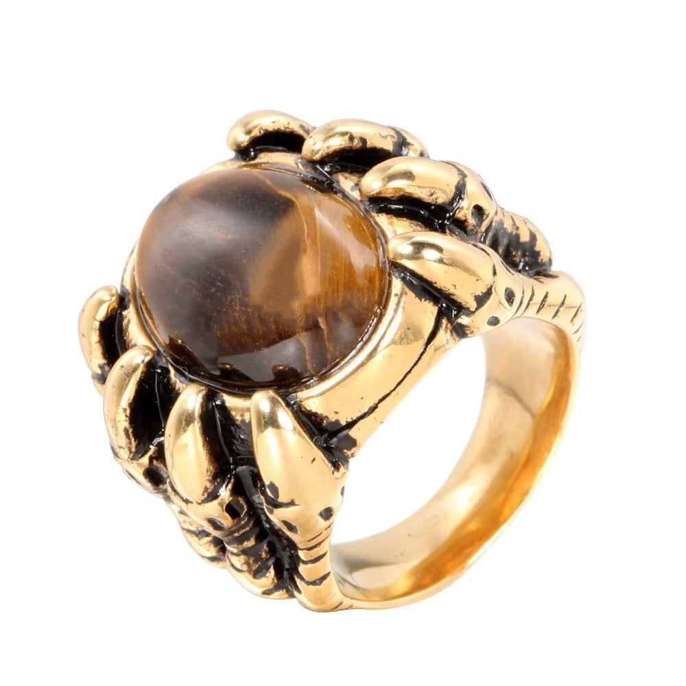 HIJONES Men's Stainless Steel Large Gemstone Dragon Claw Gothic Chunky ...
