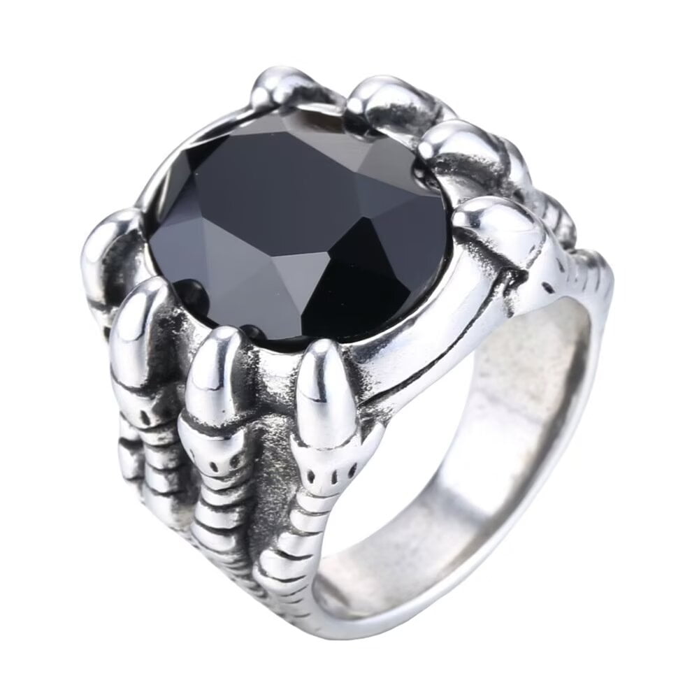 HIJONES Men's Stainless Steel Large Gemstone Dragon Claw Gothic Chunky ...