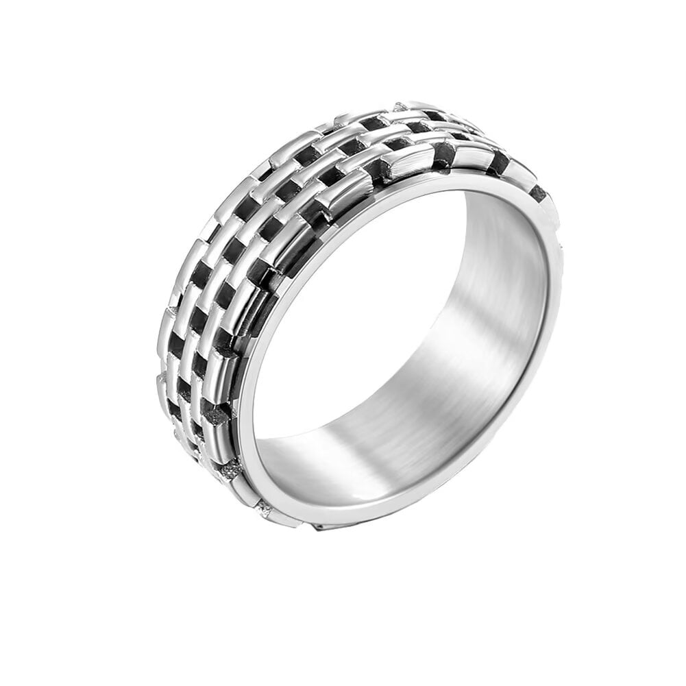 HIJONES Men's Stainless Steel Unique Hollow Siege Turnable Ring Fidget ...