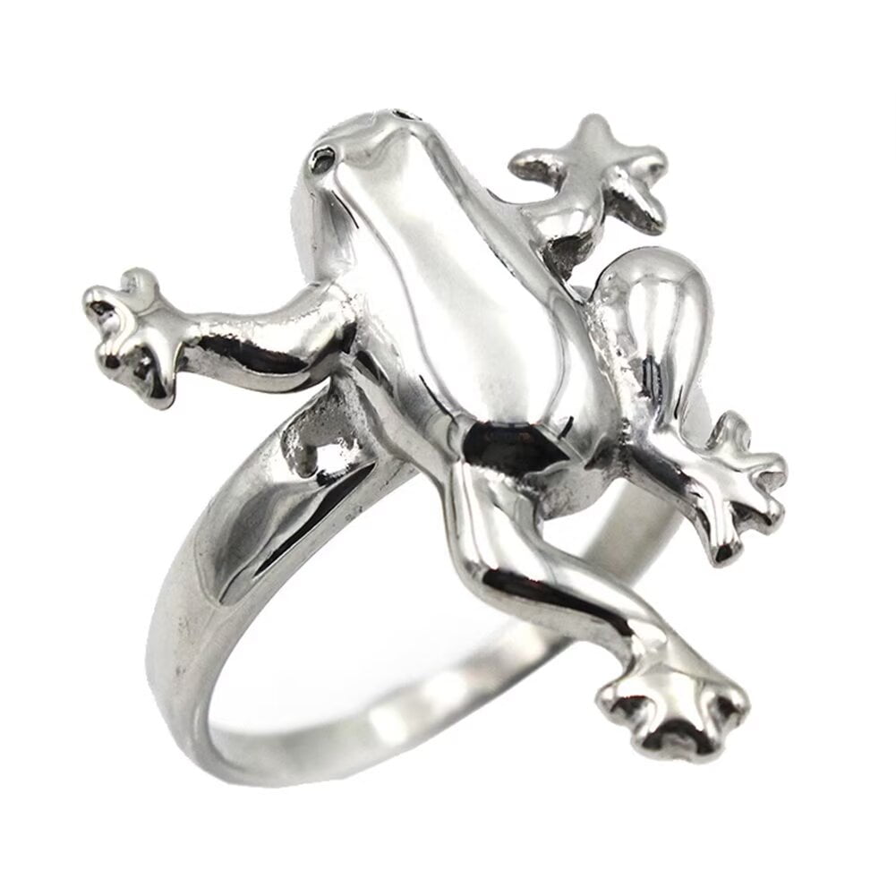 HIJONES Men's Stainless Steel Vintage Frog Cute Animal Ring Aesthetic ...
