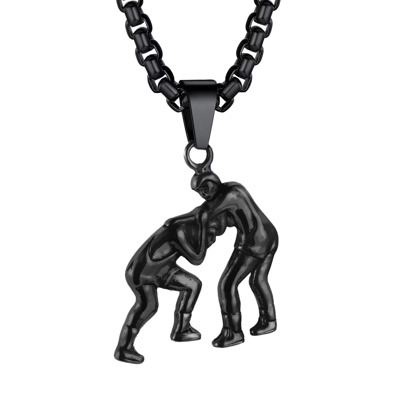 HIJONES Men's Stainless Steel Wrestling Match Pendant Sport Necklace ...