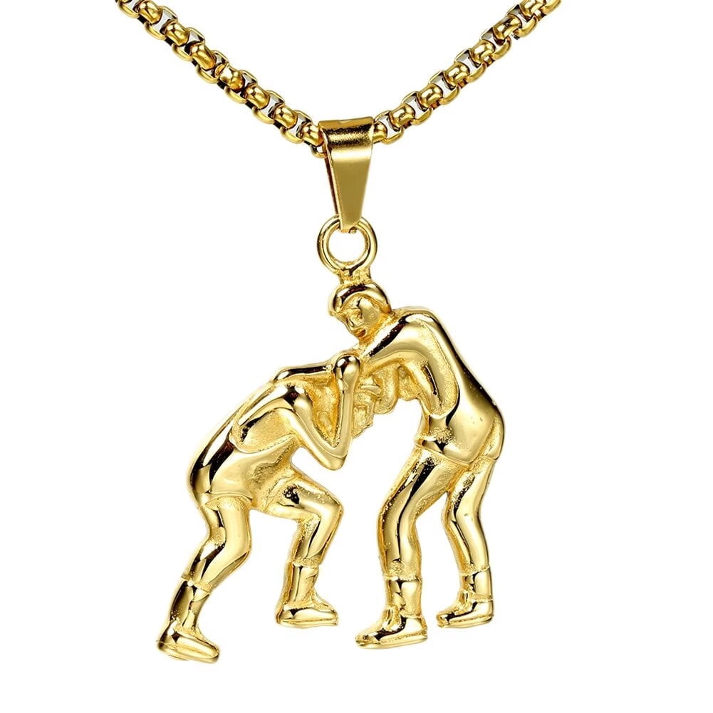 HIJONES Men's Stainless Steel Wrestling Match Pendant Sport Necklace ...