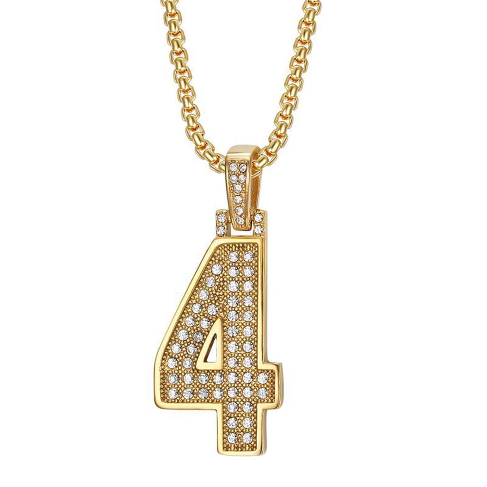 HIJONES Men's Stainless Steel Zirconia Athletes Sport Number Pendant ...