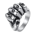 HIJONES Men's Women's Stainless Steel Fist Love Signet Ring Gothic ...