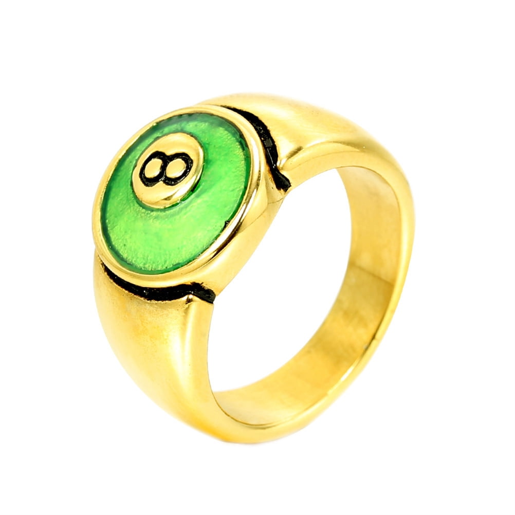 HIJONES Men's Women's Stainless Steel Hip Hop Billiards 8 Ball Ring ...