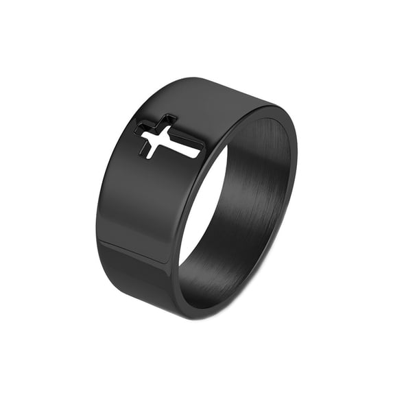 HIJONES Men's Women's Stainless Steel Hollow Cross Religiour Flat Band ...