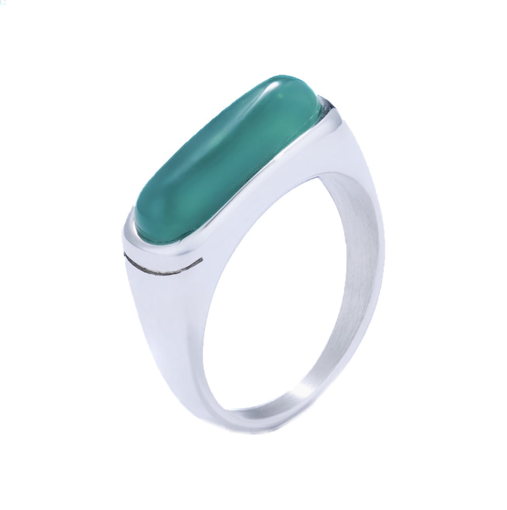 HIJONES Men's Women's Stainless Steel Similated Bean-shaped Turquoise ...