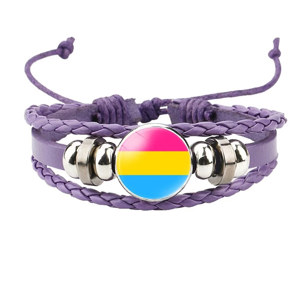 HIJONES Pride Rainbow LGBT Leather Bracelets for Gay Lesbian Stackable ...