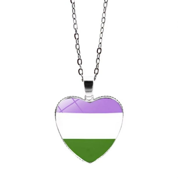 HIJONES Rainbow LGBT Pride Necklace for Women Men Stackable Love Heart ...