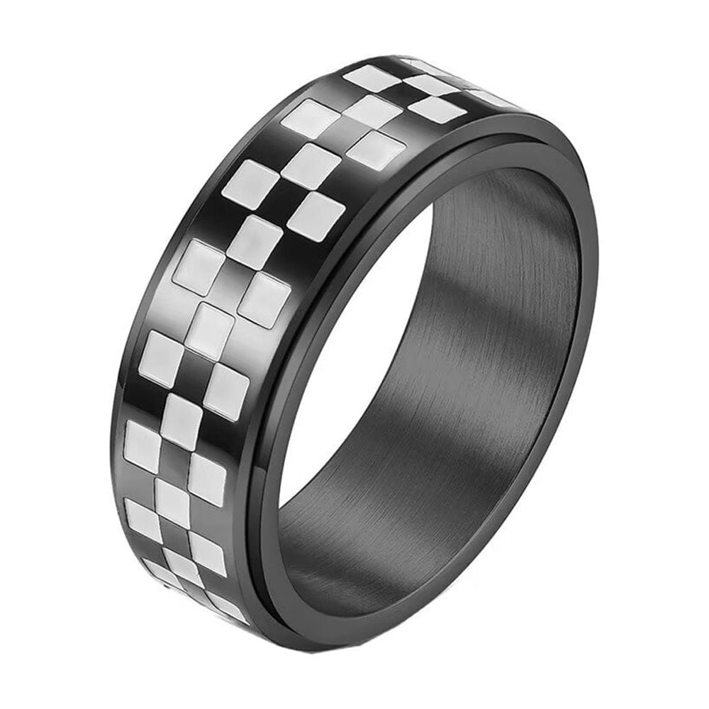 HIJONES Rotatable Racing Flags Ring for Men Women Checkerboard ...