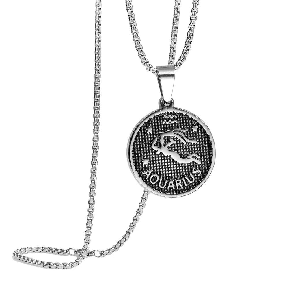 HIJONES Women Men's 12 Constellation Pendant Necklace Stainless Steel ...