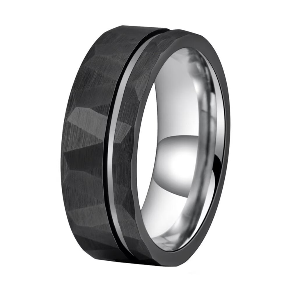 HIJONES Women Men's 8mm Whacking Pattern Tungsten Ring Vintage ...
