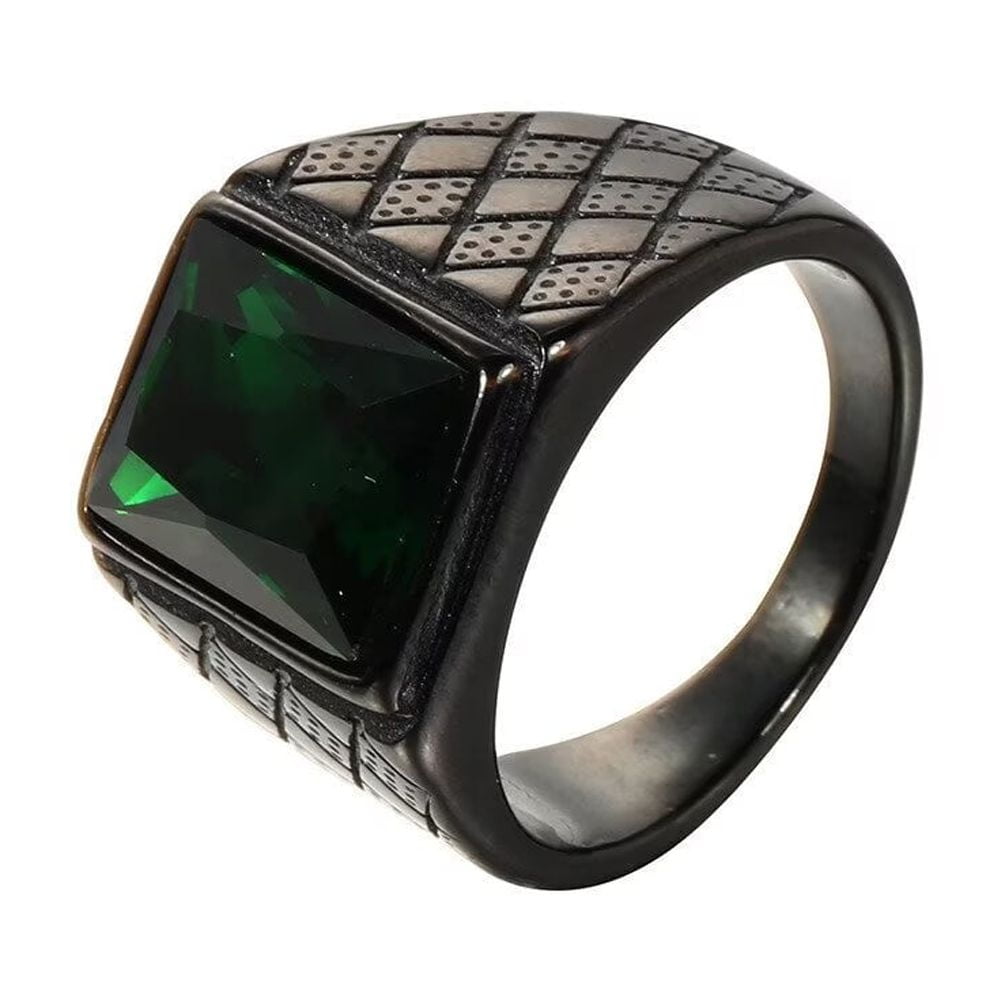 HIJONES Women Men's Square Gemstone Ring Stainless Steel Engagement ...