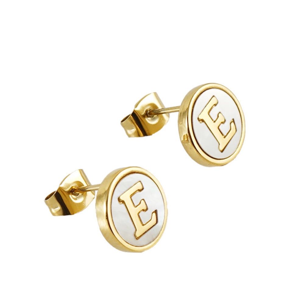 HIJONES Women's 26 Alphabet Stud Earrings Personalized Stainless Steel ...