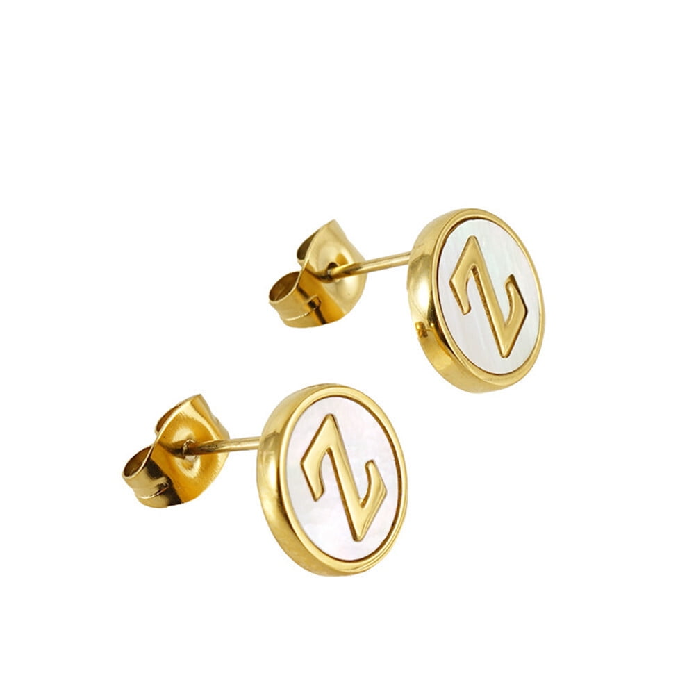 HIJONES Women's 26 Alphabet Stud Earrings Personalized Stainless Steel ...