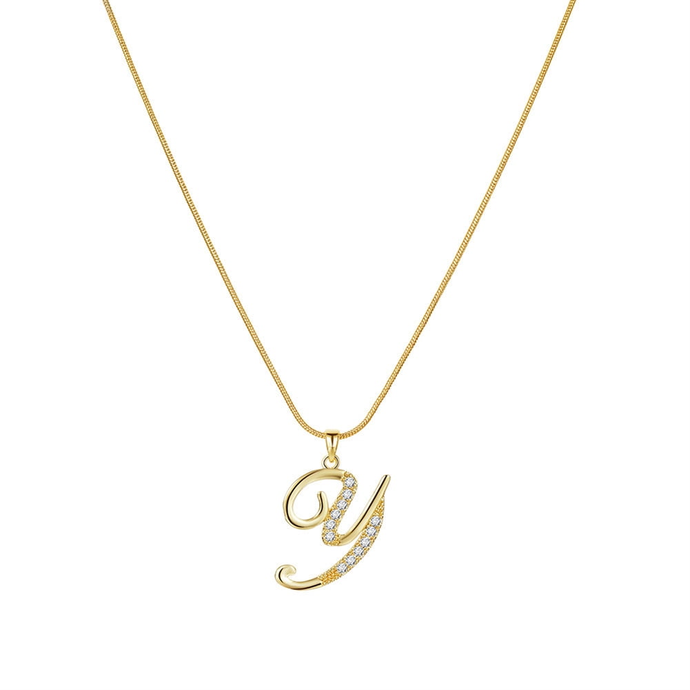 HIJONES Women's Men's Stainless Steel Zircon 26 Initial Letter Hollow ...
